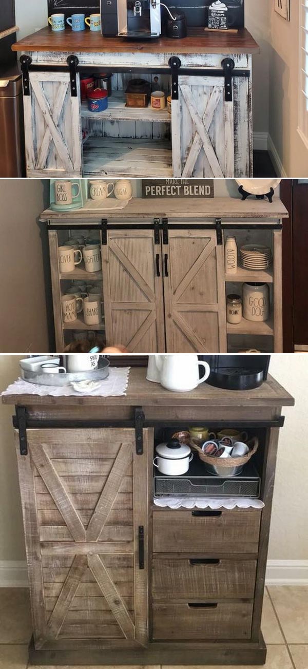 15 DIY Farmhouse Style Coffee Bar Ideas Using Recycled Things